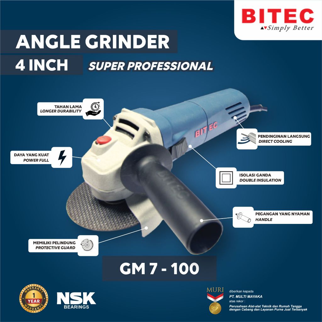 BITEC GM 7-100:Heavy Duty Grinder 4 Inch - BITEC